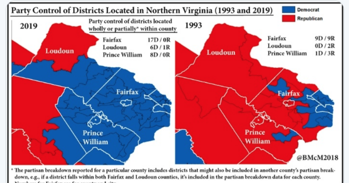 Maps of Virginia House of Delegates 1993 and 2019 – The Bull Elephant