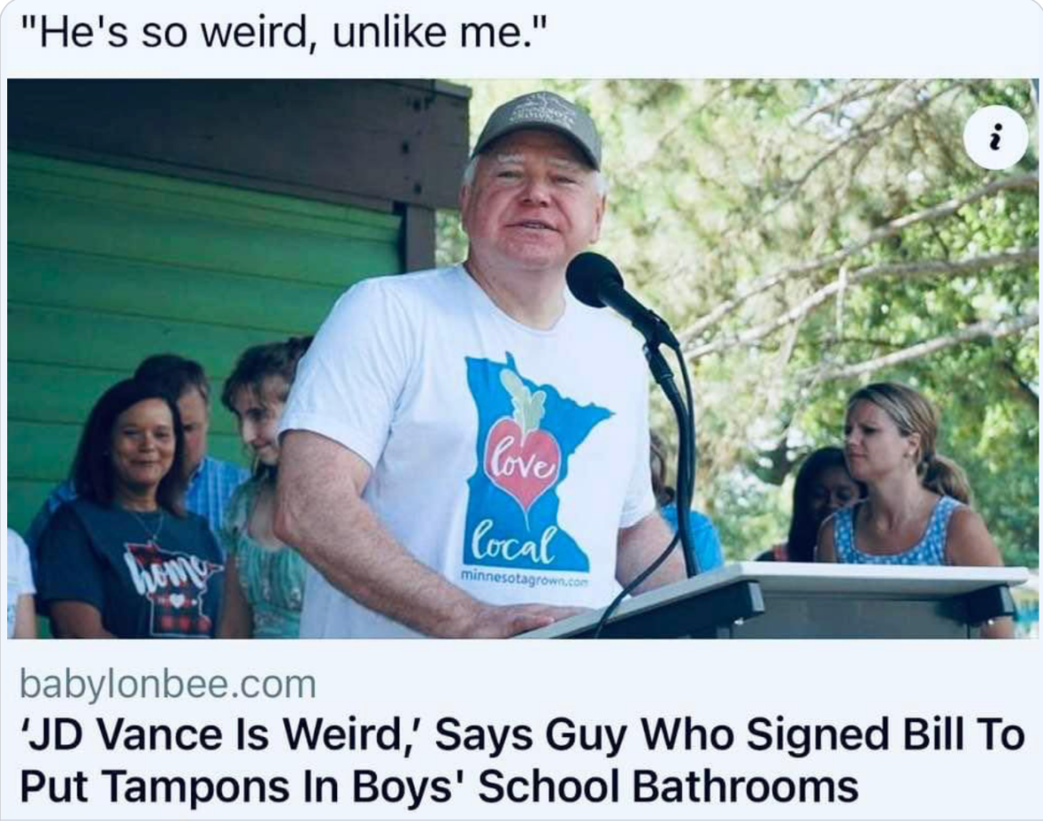 Sunday Memes–Who the Heck is Tim Walz? – The Bull Elephant
